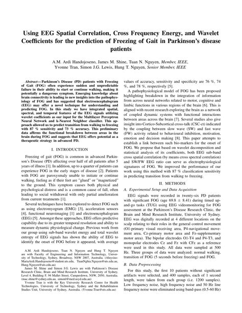 Pdf Using Eeg Spatial Correlation Cross Frequency Energy And Wavelet Coefficients For The