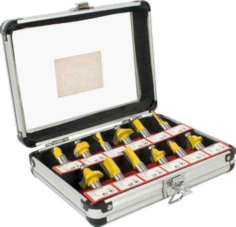 Tork Craft Router Bit Set 1 4 Shank 12pc In Aluminium And Glass Case Northern Bolt And Tool