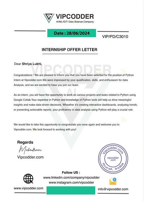 Shriya Lukhi On Linkedin Internship Vipcodder Python Dataanalysis Careergrowth