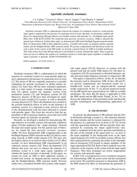 Pdf Aperiodic Stochastic Resonance