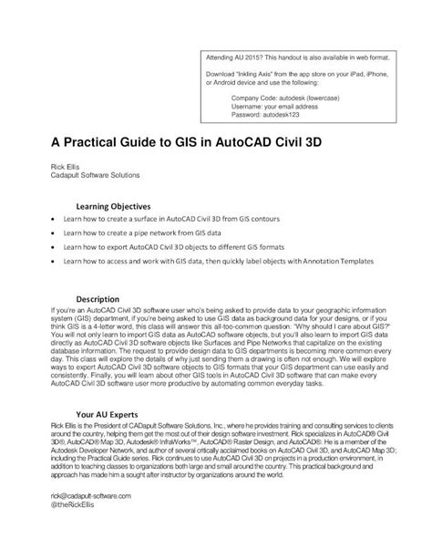 Pdf A Practical Guide To Gis In Autocad Civil 3d Au2015