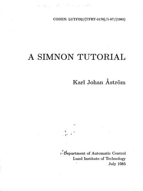 Simnon Tutorial Pdf Parameter Computer Programming