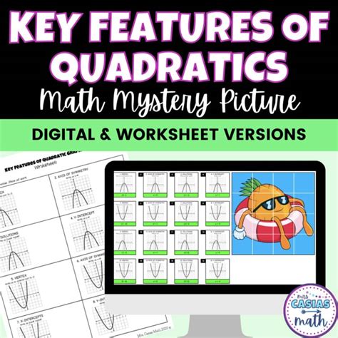 Key Features Characteristics Of Quadratic Graphs Parabolas Math Mystery Picture