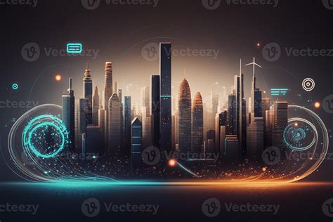 Illustration Of The Smart City Connection Technology Concept Showcasing Interconnected Devices