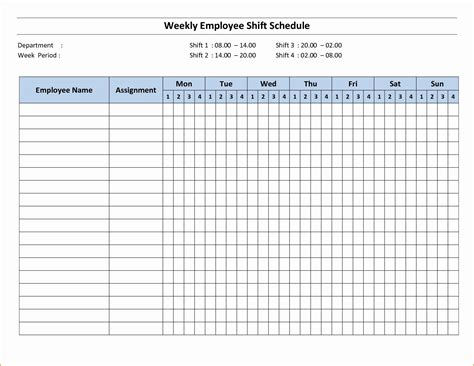 2 Week Schedule Template Excel
