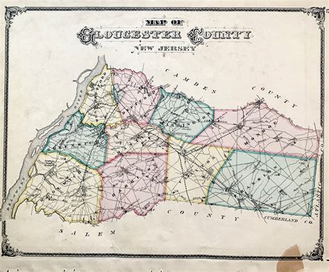 Gloucester County Map Original 1876 New Jersey Atlas Deptford