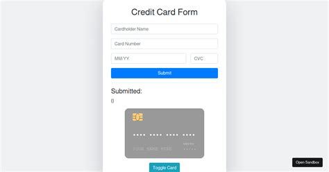 React Credit Cards Examples Codesandbox