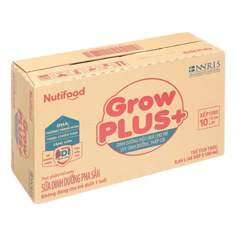 Thùng Sữa Bột Pha Sẵn Nutifood Growplus đỏ 180ml 2 Loại Shopee