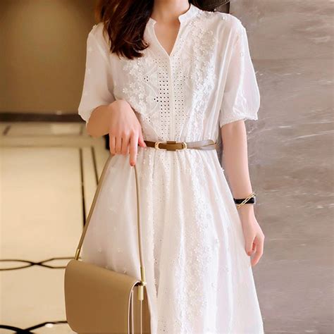 포스티 프랑스 레이스 펀칭 원피스