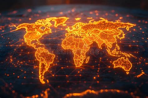 Illuminated Digital World Map Network Visualization For Global Connectivity Concepts Generative