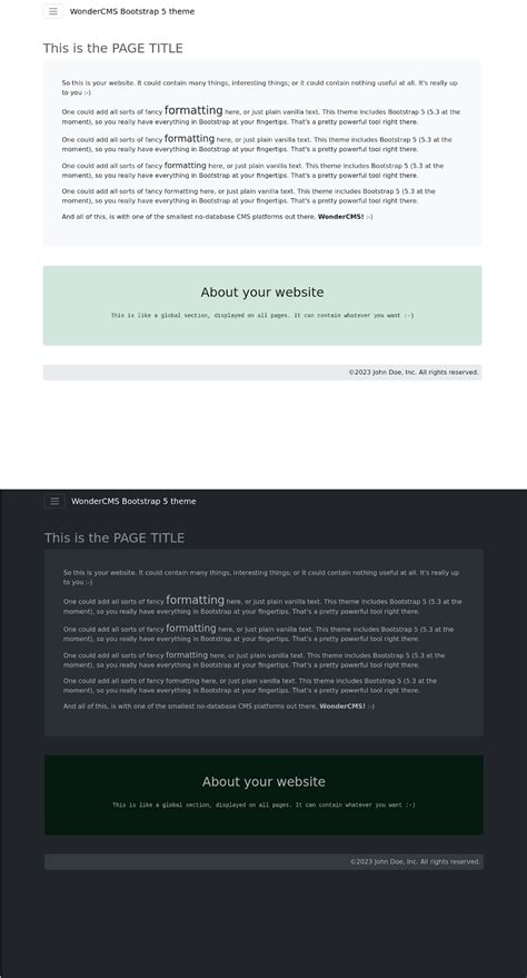 wondercms bootstrap 5 theme updated