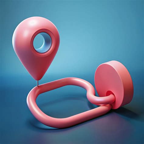 3d route location line with pin icon concept of path or road locator