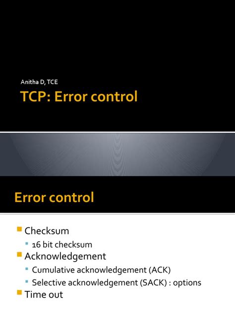 Tcp Error Control Pdf Transmission Control Protocol Computer Standards