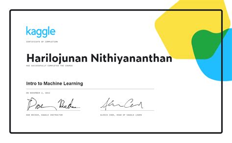 Harilojunan Nithiyananthan Completed The Intro To Machine Learning Course On Kaggle