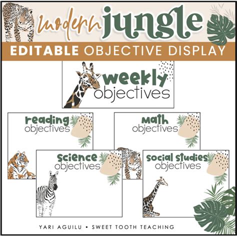 Learning Objective Display Posters Board Headers Jungle Theme Decor Shop Sweet Tooth Teaching