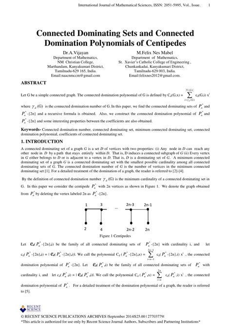 pdf connected dominating sets and connected domination polynomials of centipedes