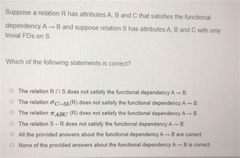 Solved Consider A Relation Schema R A B C D E F G