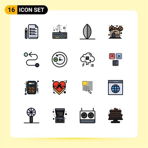 Set Of 16 Vector Flat Color Filled Lines On Grid For Clock Road Surf