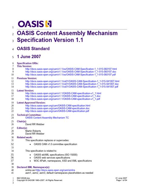 oasis cam specification pdf xml xml schema