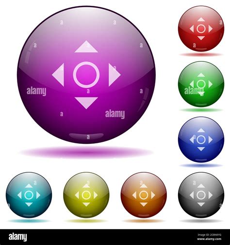 Set Of Color Scroll Glass Sphere Buttons With Shadows Stock Vector