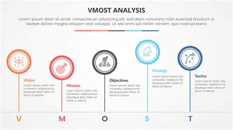 Vmost 분석 템플릿 큰 원 윤곽선이 있는 슬라이드 프레젠테이션을 위한 인포그래픽 개념 플랫 스타일의 5점 목록으로 위아래로