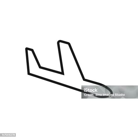 비행기 착륙의 편집 가능한 아이콘 흰색 배경에 격리된 벡터 그림 프레젠테이션 웹 사이트 또는 모바일 앱에 사용 그래픽 사용자 인터페이스에 대한 스톡 벡터 아트 및 기타