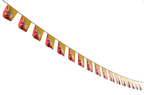 멋진 어떤 휴일 플래그 3d 그림 많은 부탄 플래그 또는 배너 흰색 절연 문자열에 대각선 매달려 3차원 형태에 대한 스톡 사진 및 기타 이미지 Istock