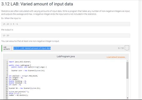 solved 3 12 lab varied amount of input data statistics a