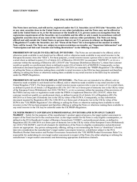 Fillable Online Execution Version Pricing Supplement As Of June 22