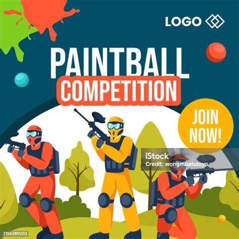 페인트 볼 게임 소셜 미디어 일러스트 플랫 만화 손으로 그린 템플릿 배경 겨냥에 대한 스톡 벡터 아트 및 기타 이미지 겨냥 경쟁 과녁 Istock