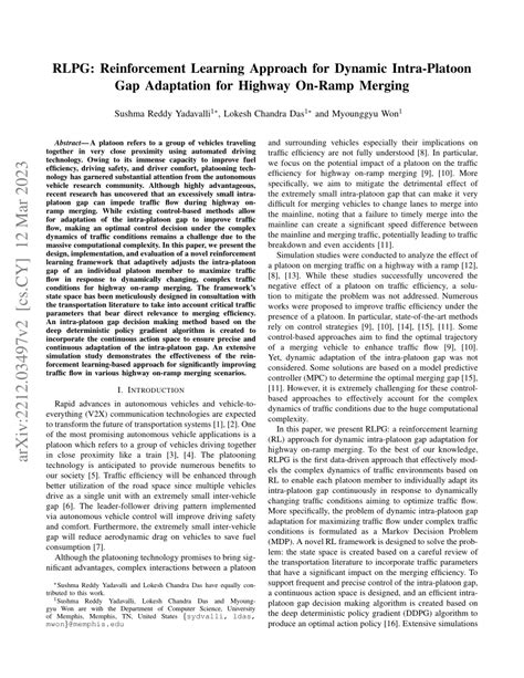 pdf rlpg reinforcement learning approach for dynamic intra platoon gap adaptation for highway