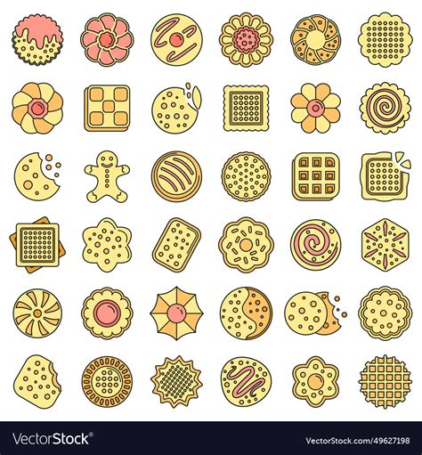 Biscuit Icons Set Color Royalty Free Vector Image