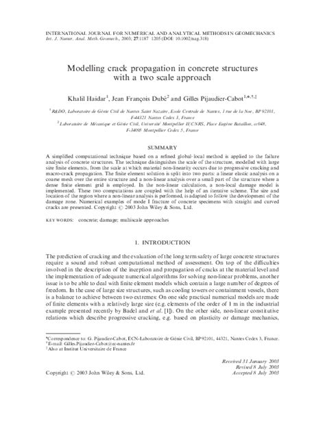 Pdf Two Scale Modeling Of Crack Propagation In Concrete