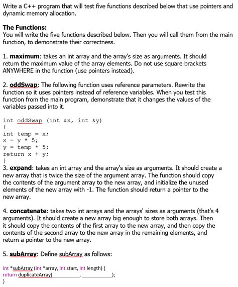 Solved Write A C Program That Will Test Five Functions