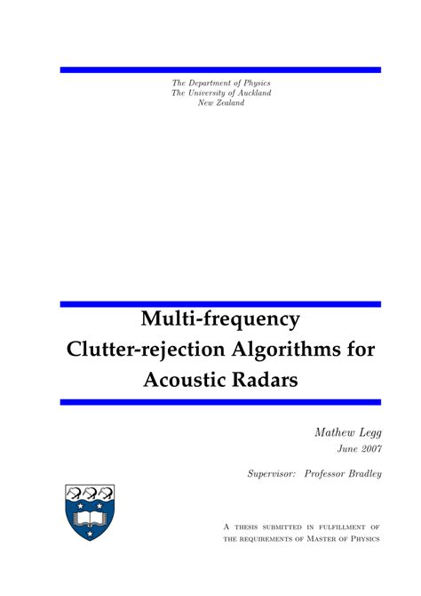 Pdf Multi Frequency Clutter Rejection Algorithms For Acoustic Radars