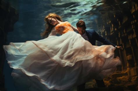 Premium Photo Wedding Couple In The Underwater Cave Bride And Groom