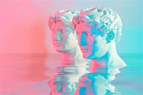 premium photo two statues of men are floating in a pool of water
