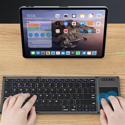 Folding Bluetooth Keyboard With Touchpad B066t Haloshop