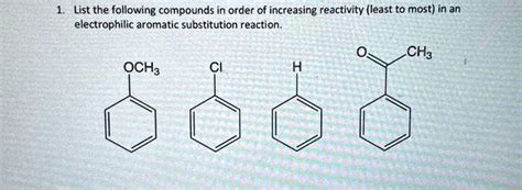 1 List The Following Compounds In Order Of Increasing Reactivity Least To Most In An