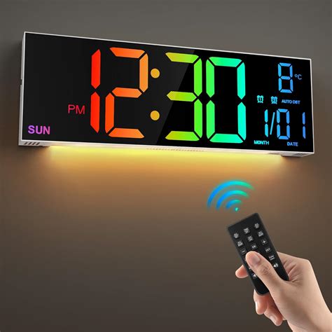 Leike 16 2 Large Digital Wall Clock With Remote Control Big Led Dual Alarm 8 Rgb