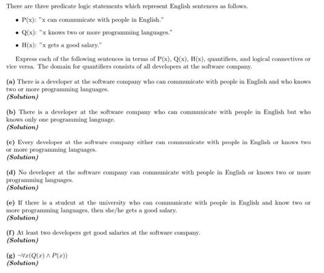 Solved There Are Three Predicate Logic Statements Which