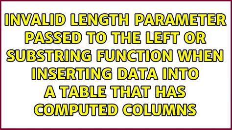 Invalid Length Parameter Passed To The Left Youtube