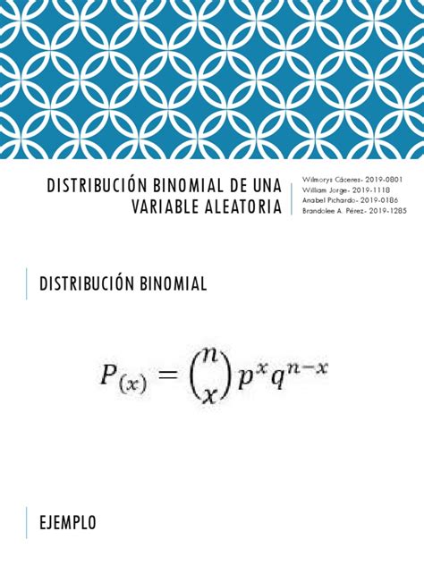 Distribución Binomial De Una Variable Aleatoria Pdf Probabilidad