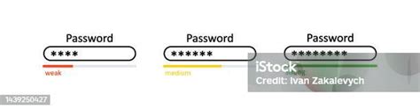 암호 약한 중간 및 강한 인터페이스 아이콘 세트입니다 디지털 보안 개념 그림 기호입니다 서명 사용자 데이터 보호 벡터 비밀번호에 대한 스톡 벡터 아트 및 기타 이미지