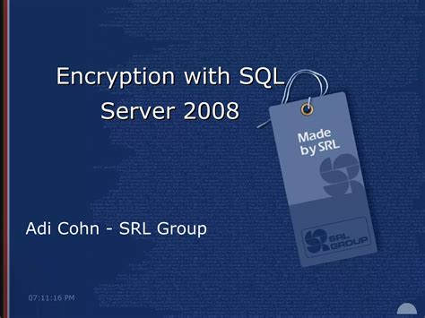 Sql Server Encryption Adi Cohn Ppt