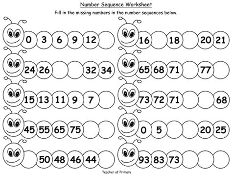 Number Sequences Powerpoint Presentation And Worksheets By Teacher Of Primary Teaching