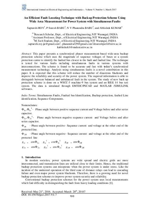 Pdf An Efficient Fault Locating Technique With Backup Protection