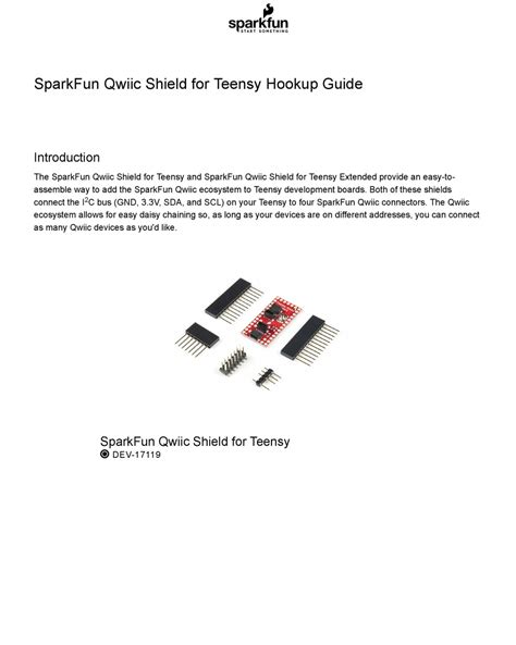 Sparkfun Qwiic Shield For Teensy Hook Up Manual Pdf Download Manualslib