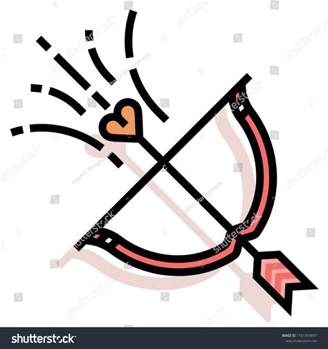 Cupid Arrow Vector Illustration Line Color Stock Vector Royalty Free Shutterstock