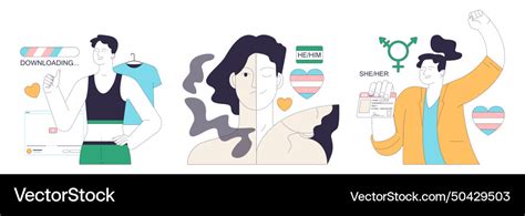 Gender Transition Process Set Gender Affirming Vector Image